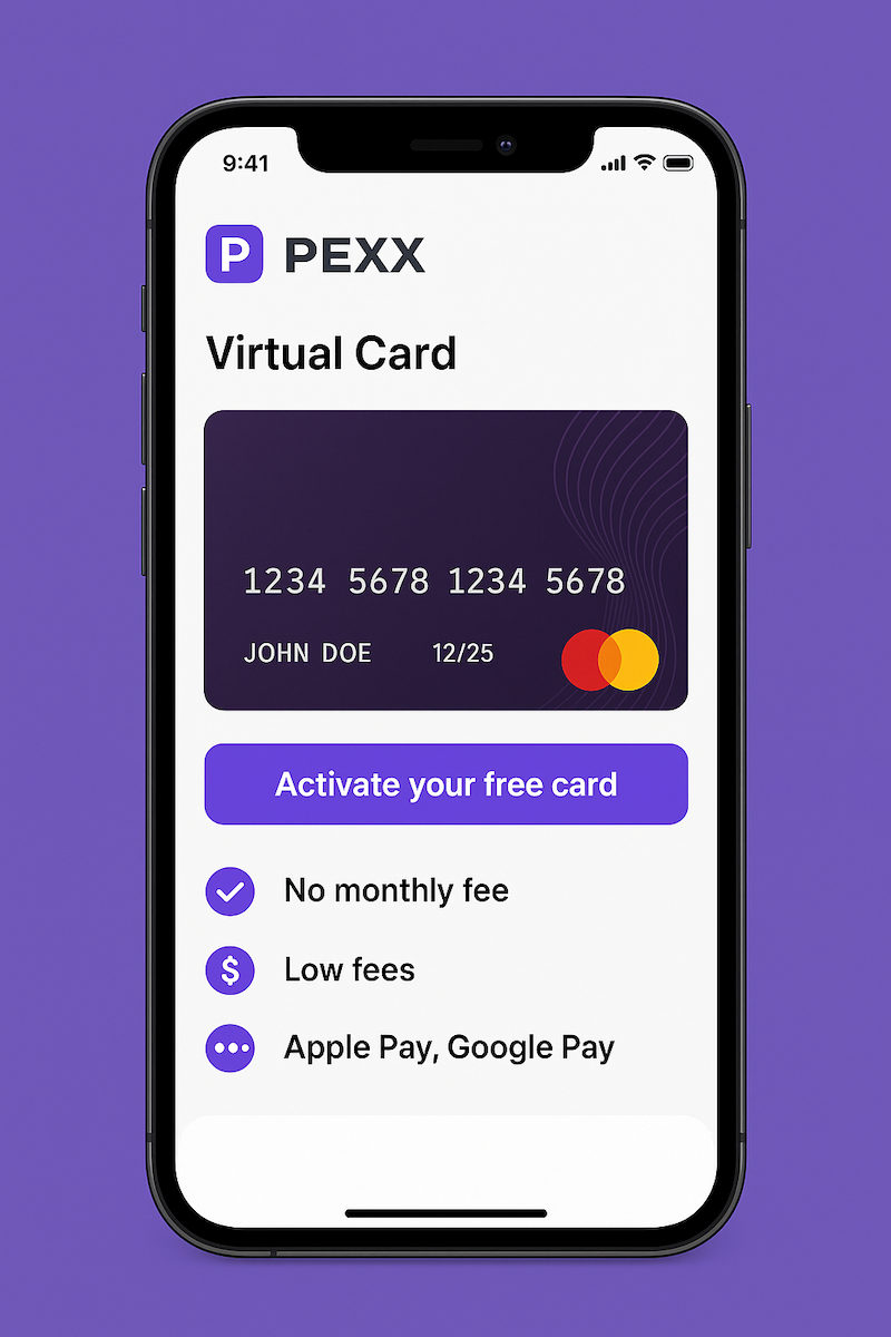 Как получить виртуальную карту от PEXX